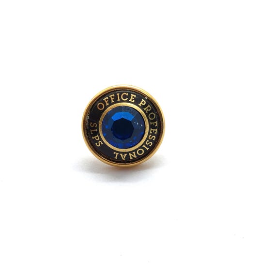 Office Professional Lapel Pin SLPS Blue Gem Gold Circ… - Gem