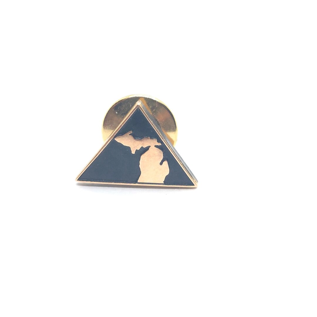 Michigan State Map Triangle Pin Souvenir Gold 1/10k Lapel Collectible ...