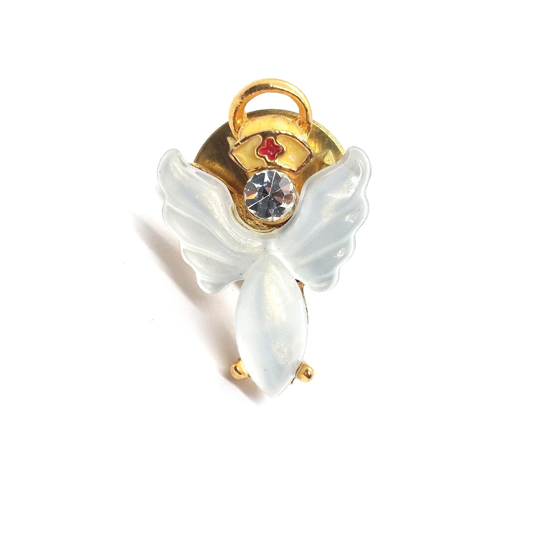 Nurse Angel Lapel Pin Gold With Red Cross and White Wings Medical ...