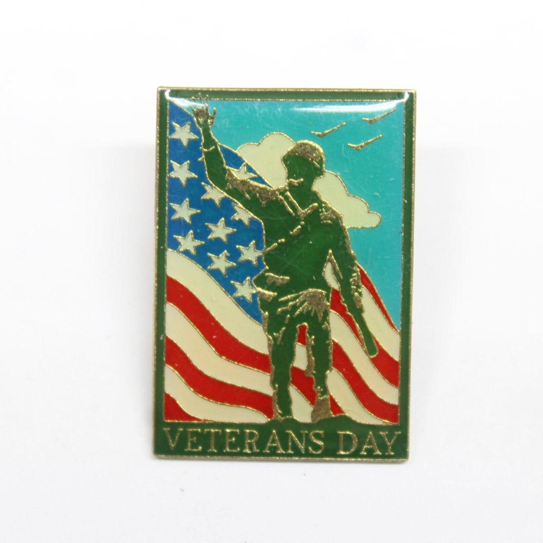 Veteran's Day Pin Soldier USA Flag Lapel Enamel Collectible - Etsy