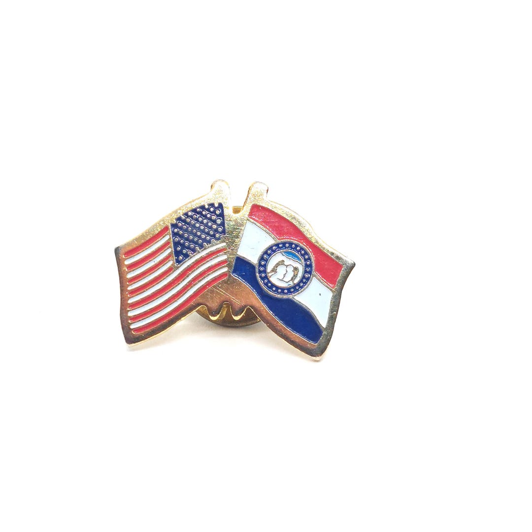 USA Missouri Crossed Flags Friendship Pin State Souvenir Patriotic ...