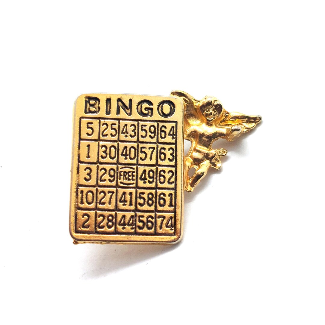 Bingo Card and Angel Lapel Pin Game Night Prize Lucky Collector ...
