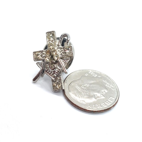Masonic Cross Pin Vintage Rhinestone Freemason Frater… - Gem