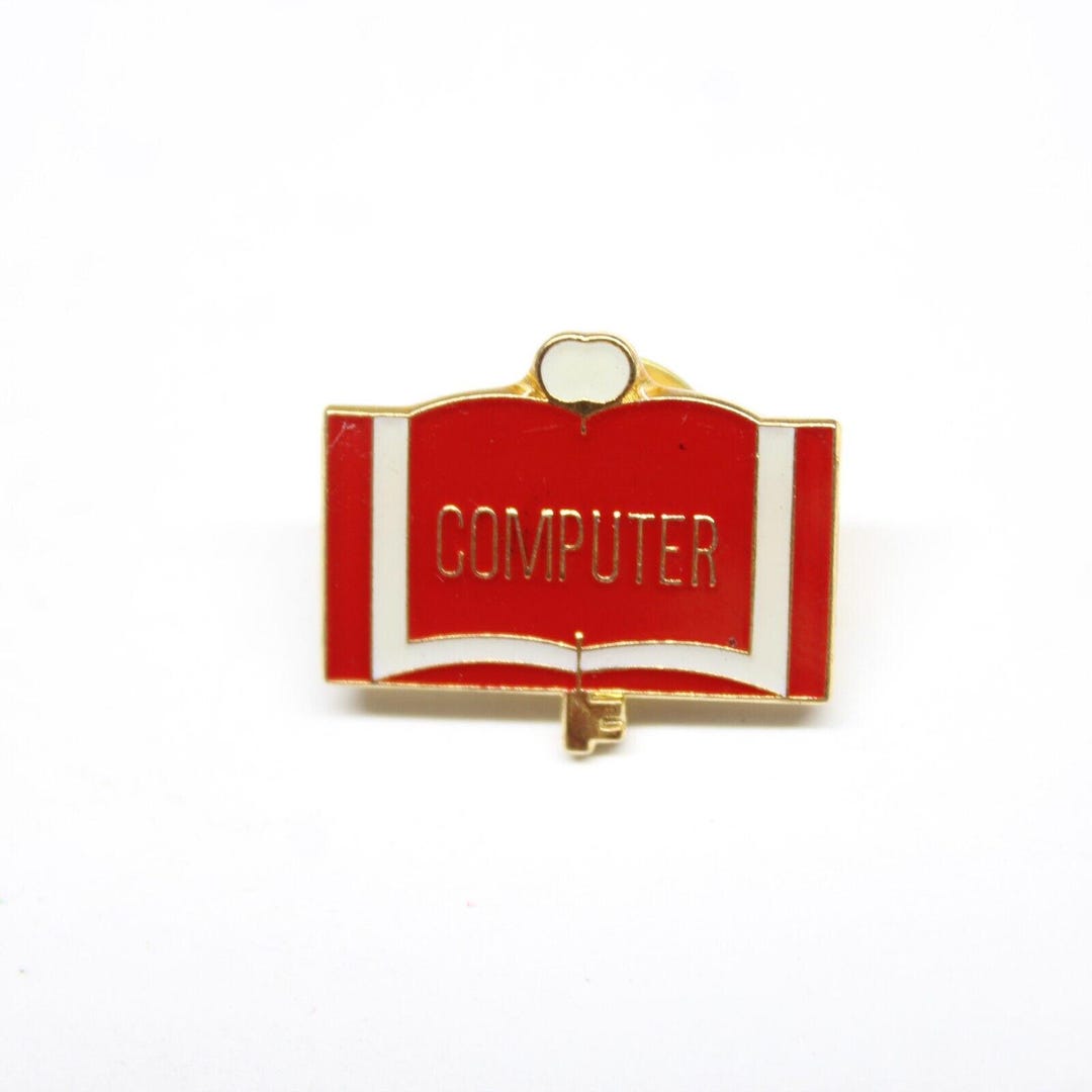 Computer Red Open Book Pin Key Lapel Enamel Collectible - Etsy