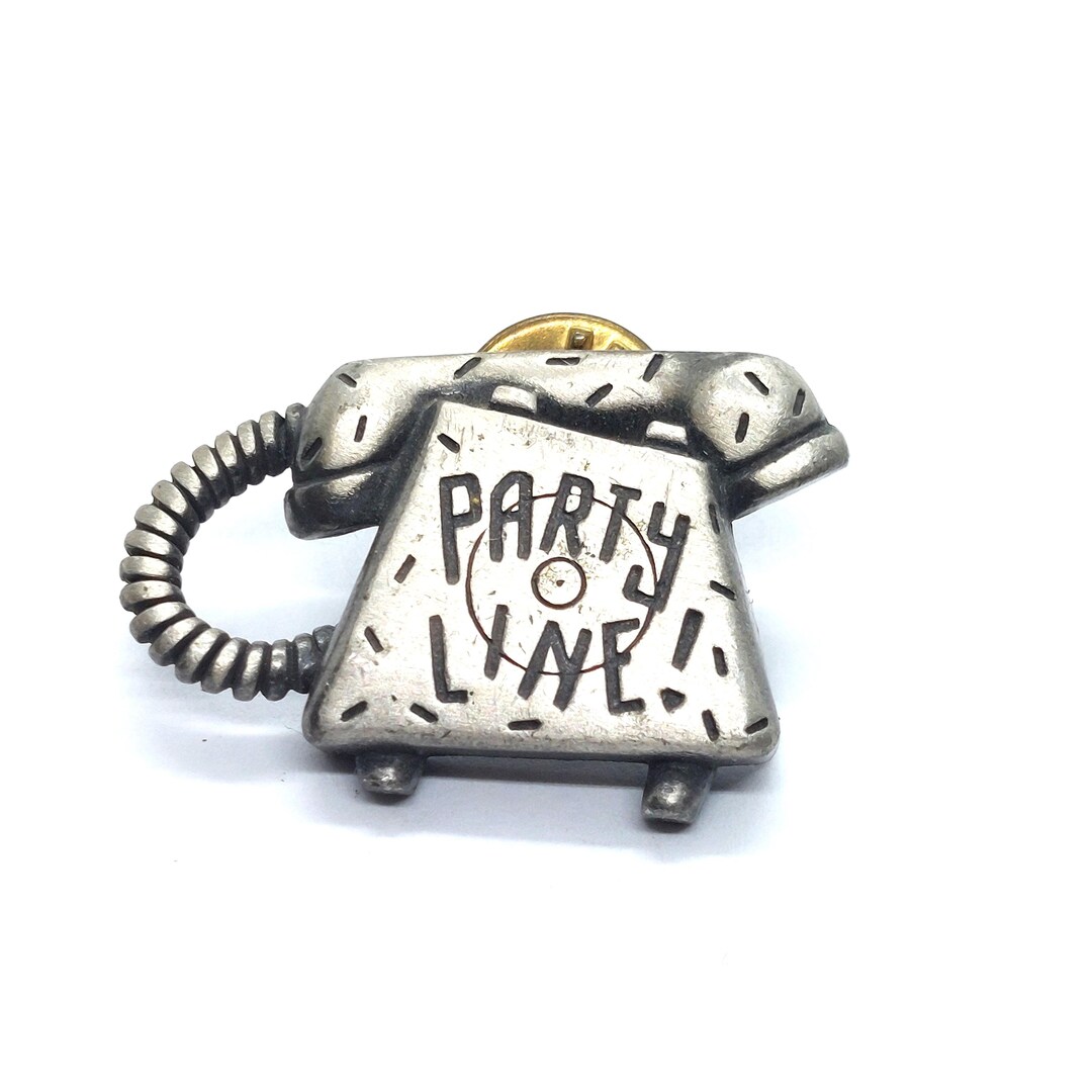 Retro Party Line Telephone Phone Lapel Pin Silver Tone Vintage Style ...