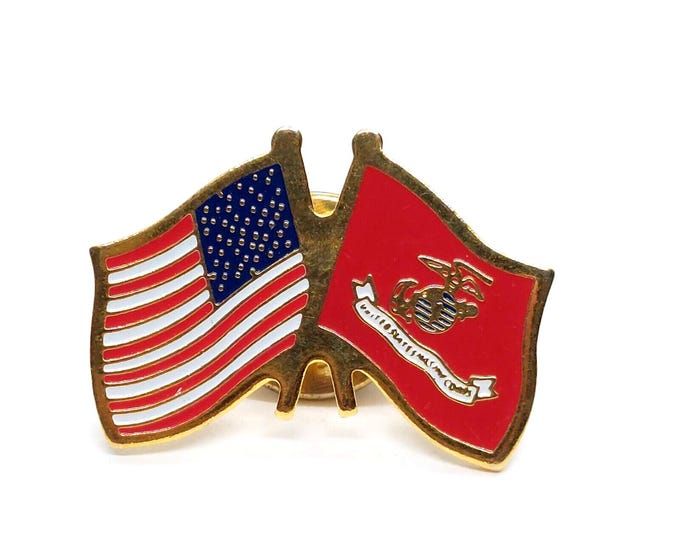 USA Marine Corps Flags Pin Crossed Lapel Enamel Collectible #2 - Etsy