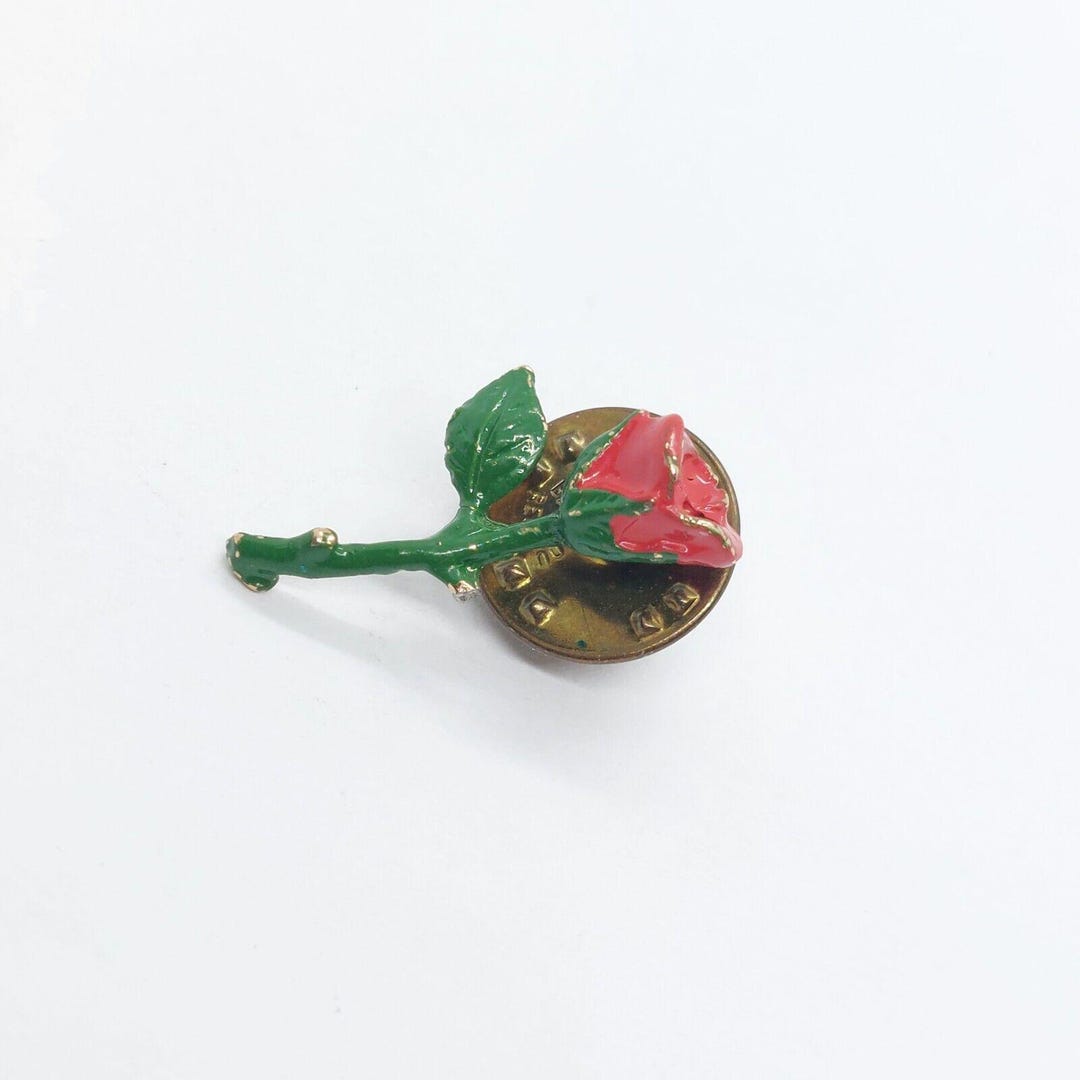 Rose With Stem Painted Pin Lapel Collectible Love Gift - Etsy