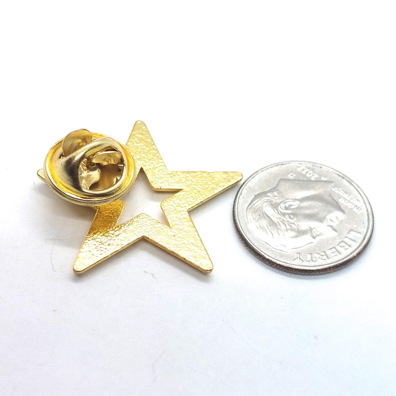 Hollow Star Outline Lapel Pin Metal Tone Reward Achievement Suit ...