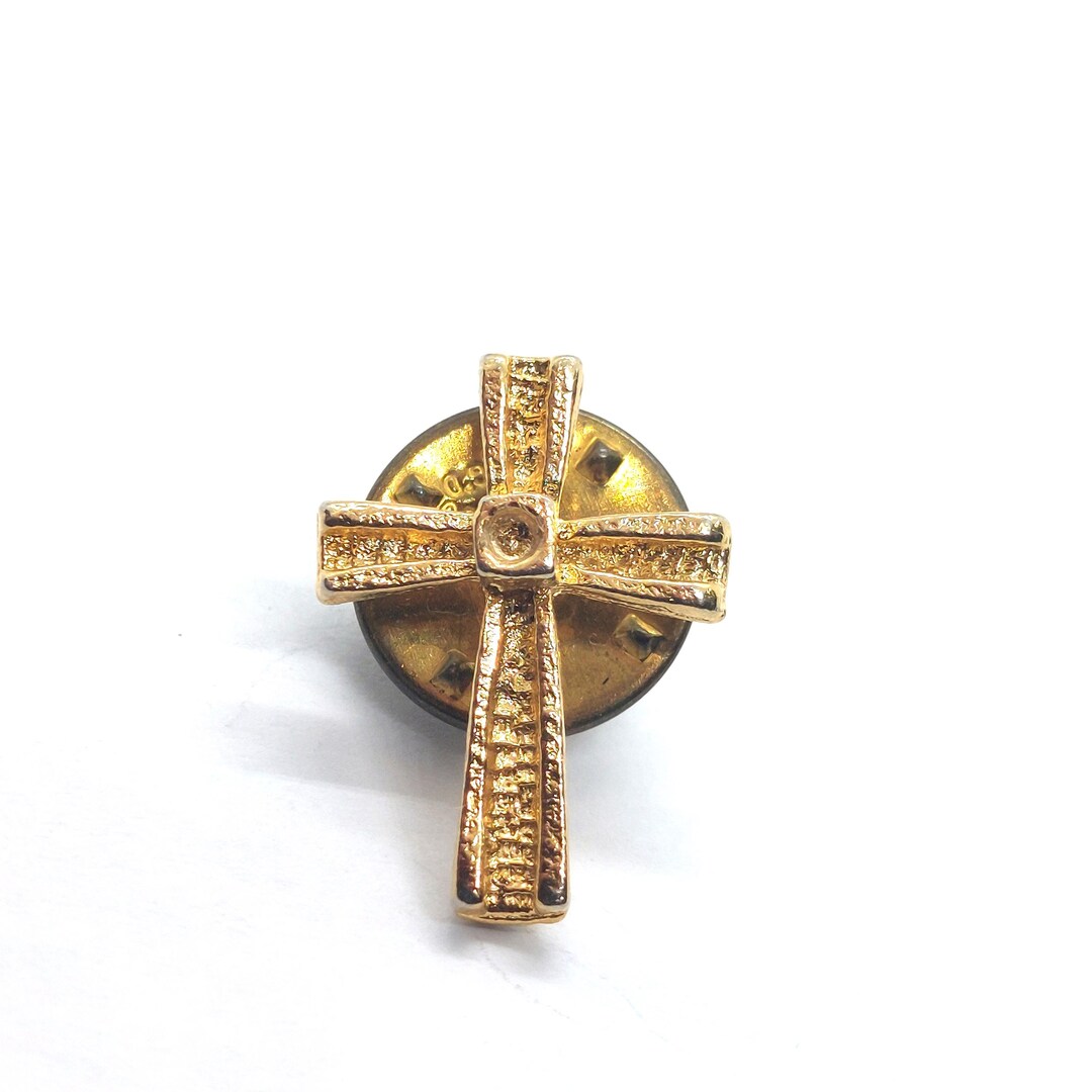 Gold Tone Cross Religious Pin Christian Faith Church Vintage Lapel ...