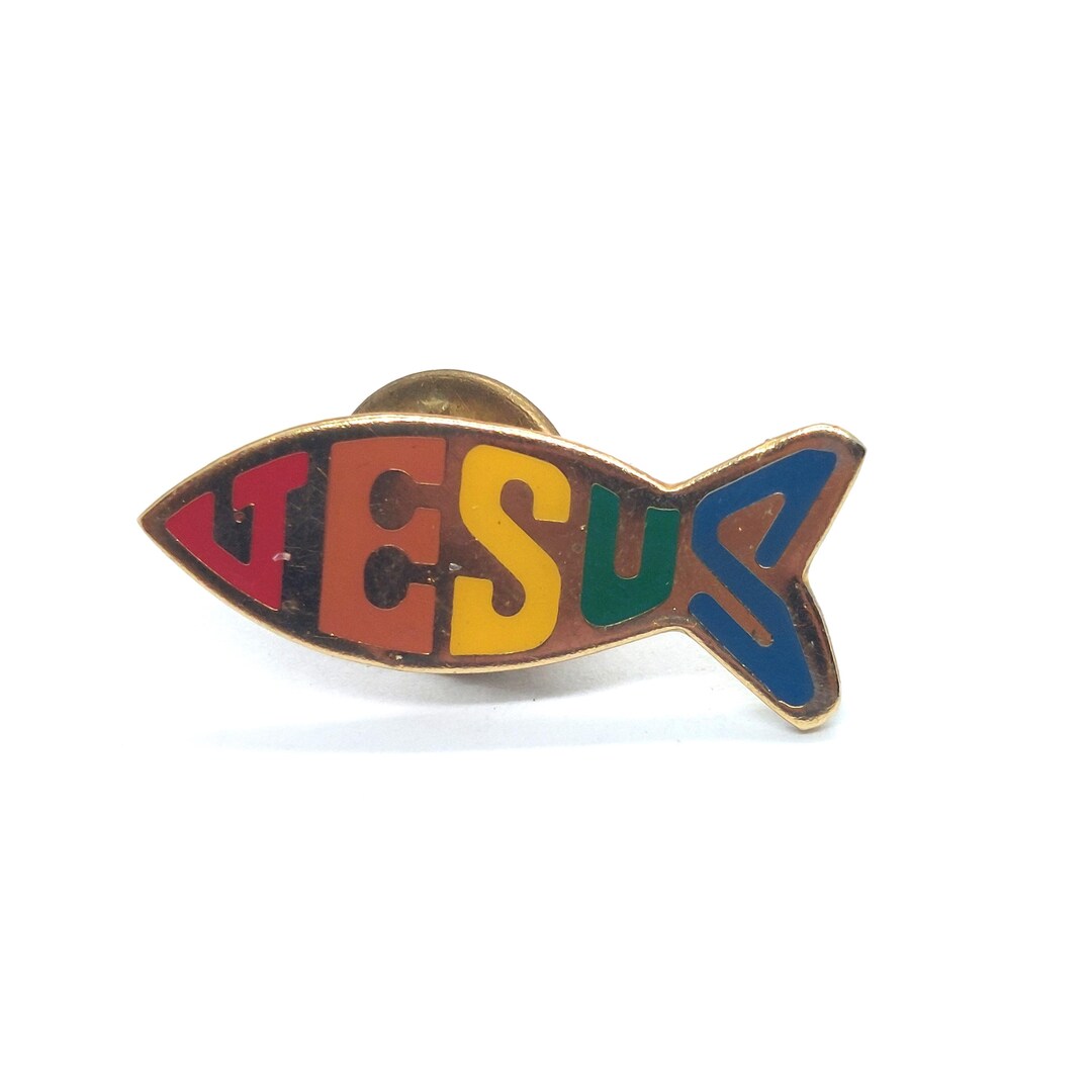 Jesus Fish Pin Lapel Enamel Collectible Christian Religious Ichthys ...