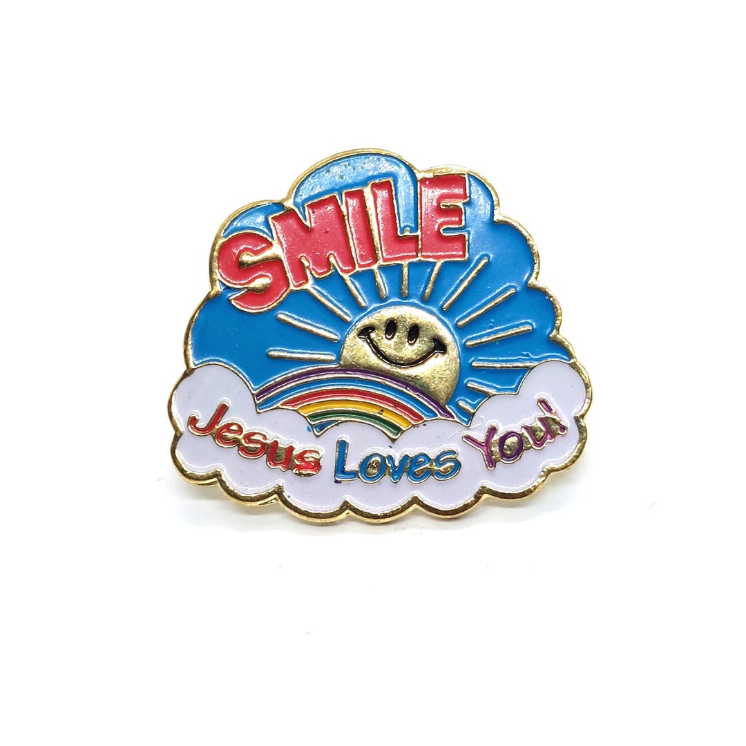 Smile Jesus Loves You Pin Religious Lapel Enamel Collectible - Etsy