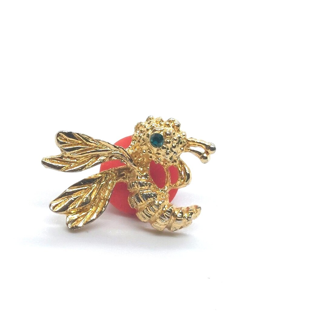 Bee Wasp Pin Green Rhinestone Eye Gold Tone Lapel Enamel Collectible - Etsy
