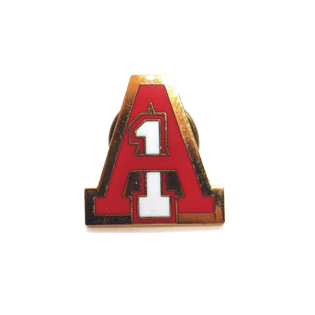A1 Red Gold Enamel Lapel Pin Letter A Number 1 Vintage Style Award ...