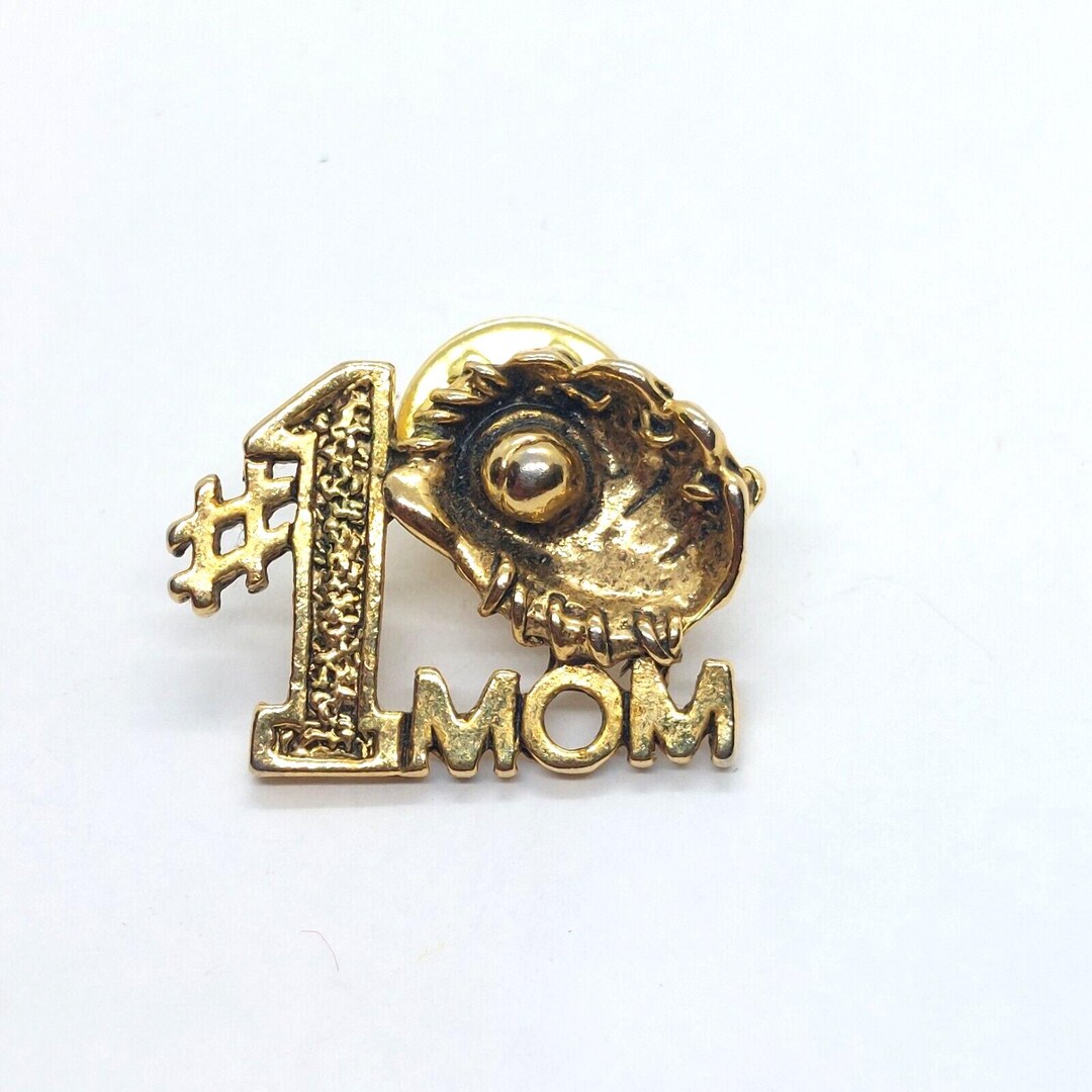 Mom Number 1 Baseball Glove Pin Gold Tone Lapel Enamel Collectible - Etsy