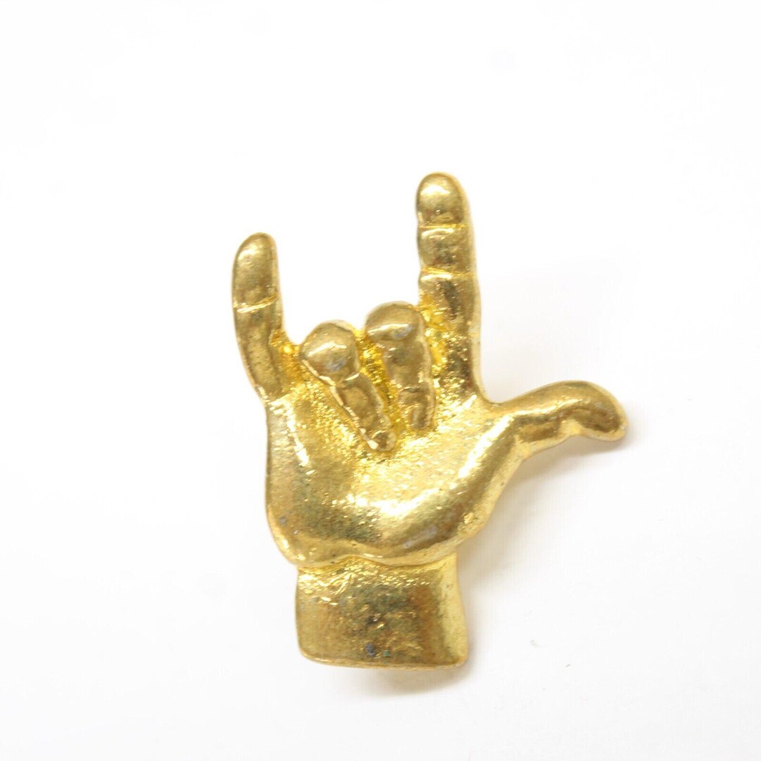 I Love You Sign Language Pin Gold Color Lapel Collectible Vintage - Etsy