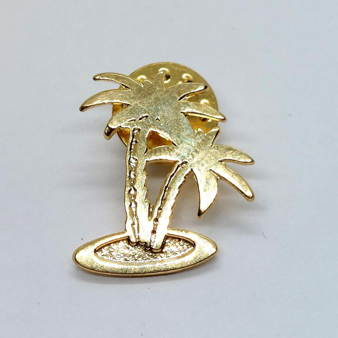 Palm Trees Pin Gold Tone Lapel Enamel Collectible - Etsy