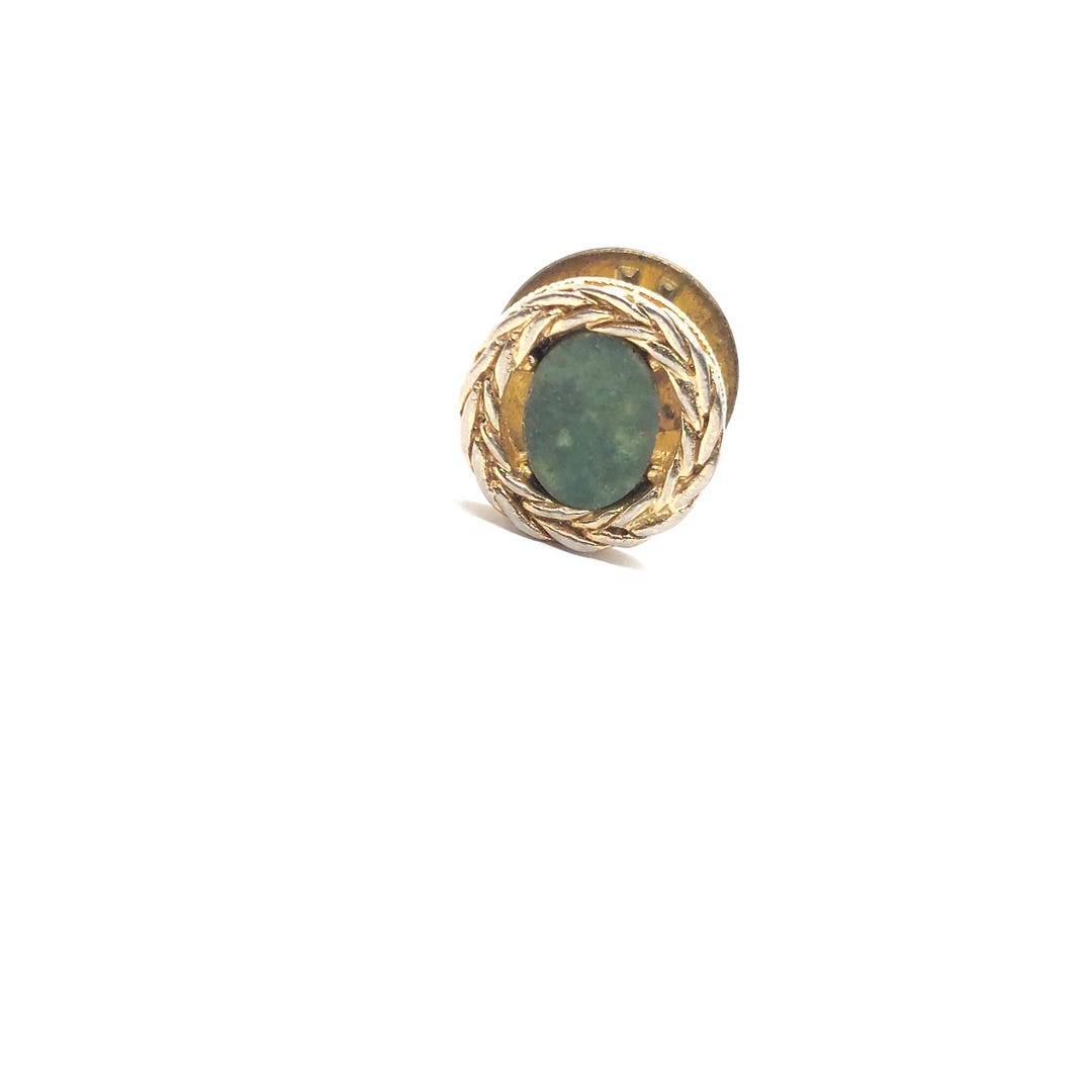 Vintage Green Stone Oval Pin Rope Twist Bezel Lapel Jewelry Fashion - Etsy