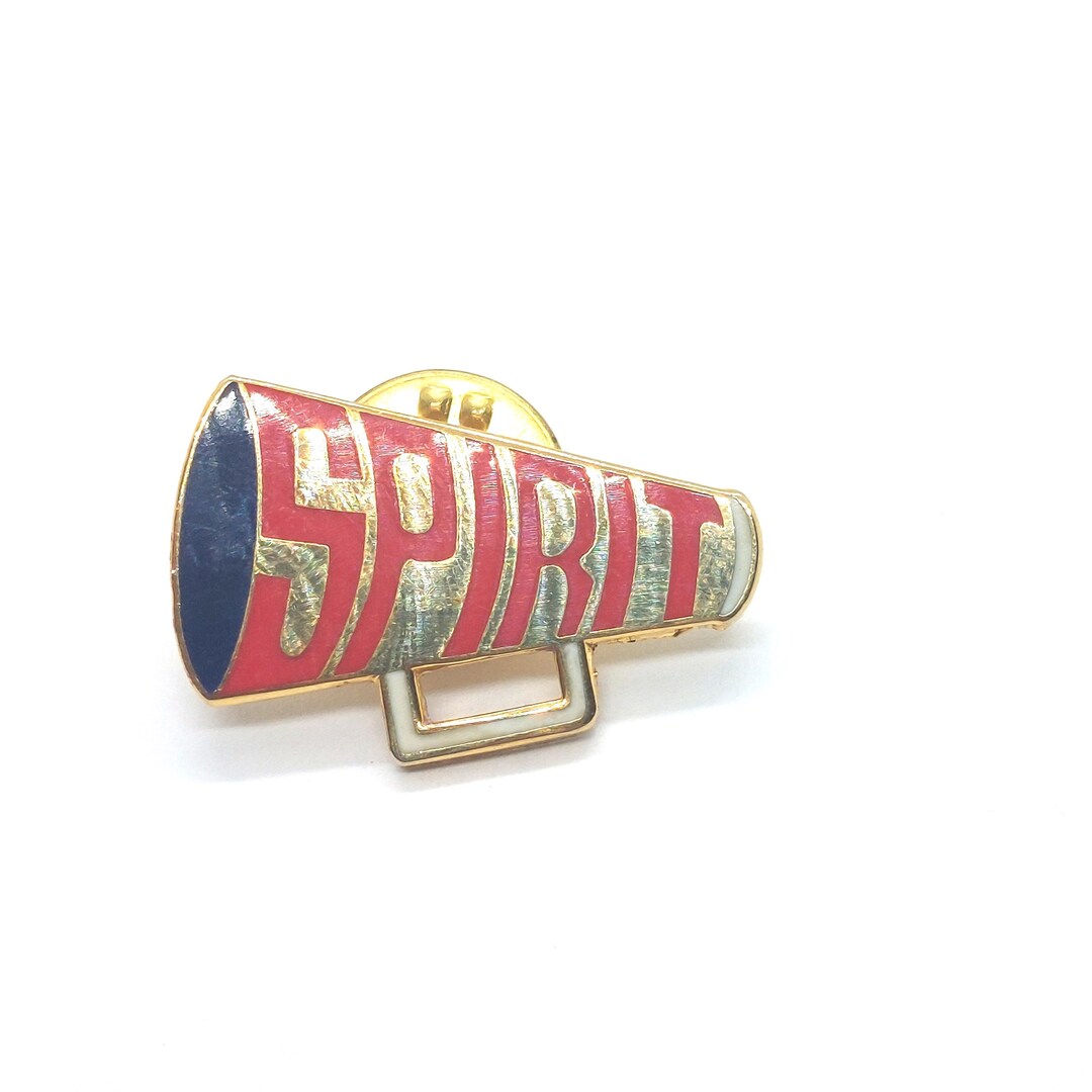 Spirit Megaphone Cheer Horn Pin Cheerleaders Lapel Enamel Vintage ...
