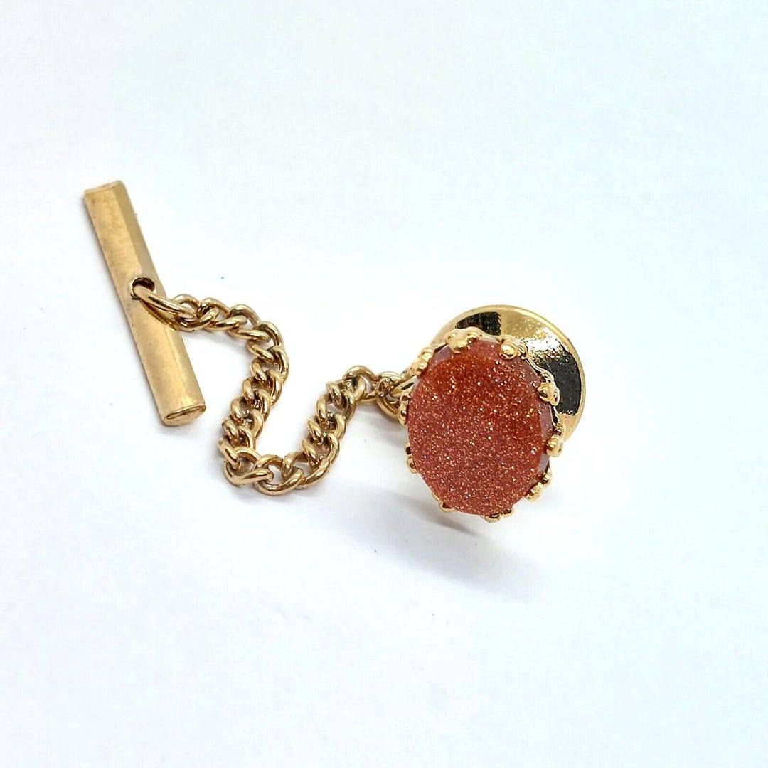 Goldstone Tie Tack Pin Gold Tone Lapel Fashion Collectible - Etsy