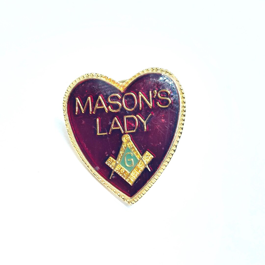 Mason's Lady Red Heart Pin Lapel Enamel Collectible Masonic Vintage ...