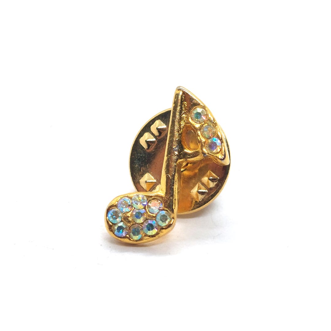 Musical Note Pin Vintage Brooch Rhinestone Sparkle Music Song Choir ...
