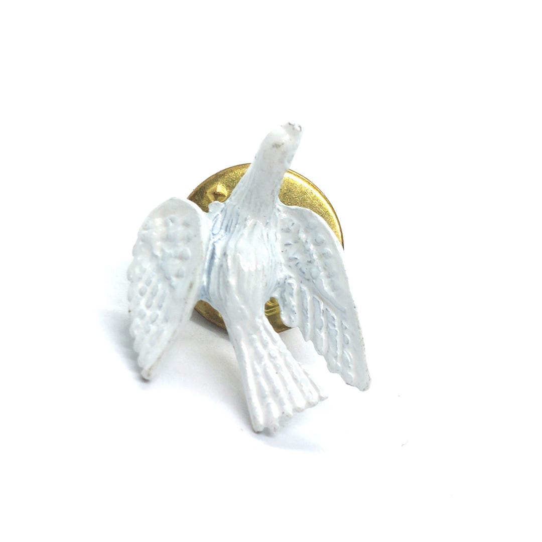 White Dove Lapel Pin Small Peace Bird With Gold Back Religious Symbol ...