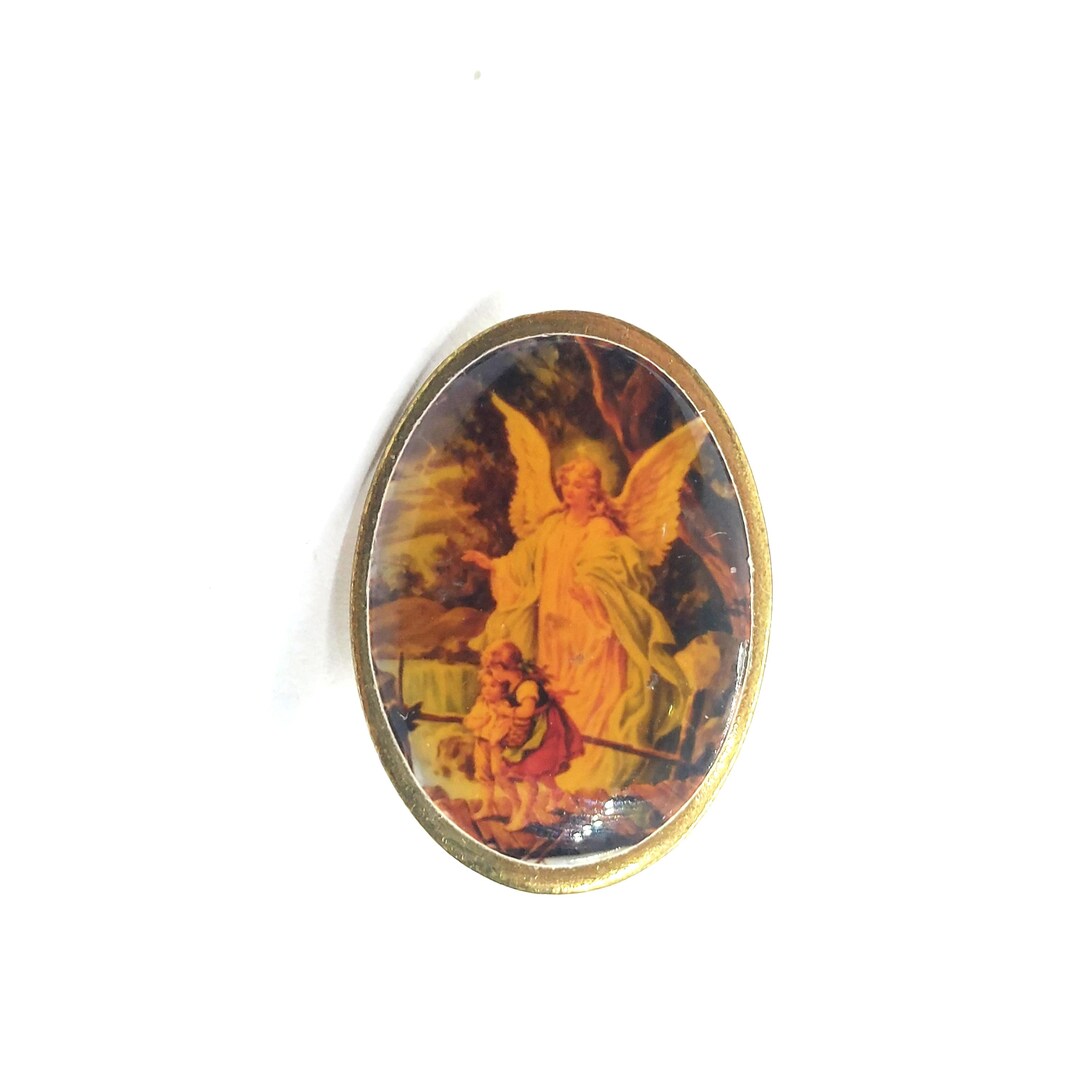 Guardian Angel Oval Pin Religious Spiritual Vintage Collectible Jewelry ...