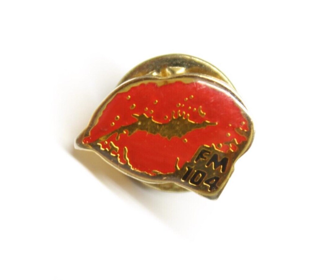 Small Red Lips Radio FM 104 Pin Gold Tone Lapel Enamel Collectible ...