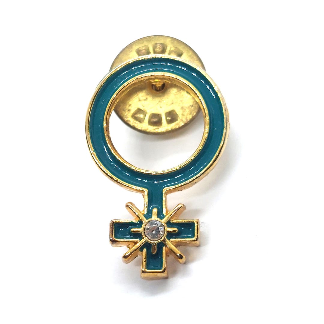 Vintage Female Symbol Teal Gold Tone Pin W/ Rhinestone Lapel Enamel ...
