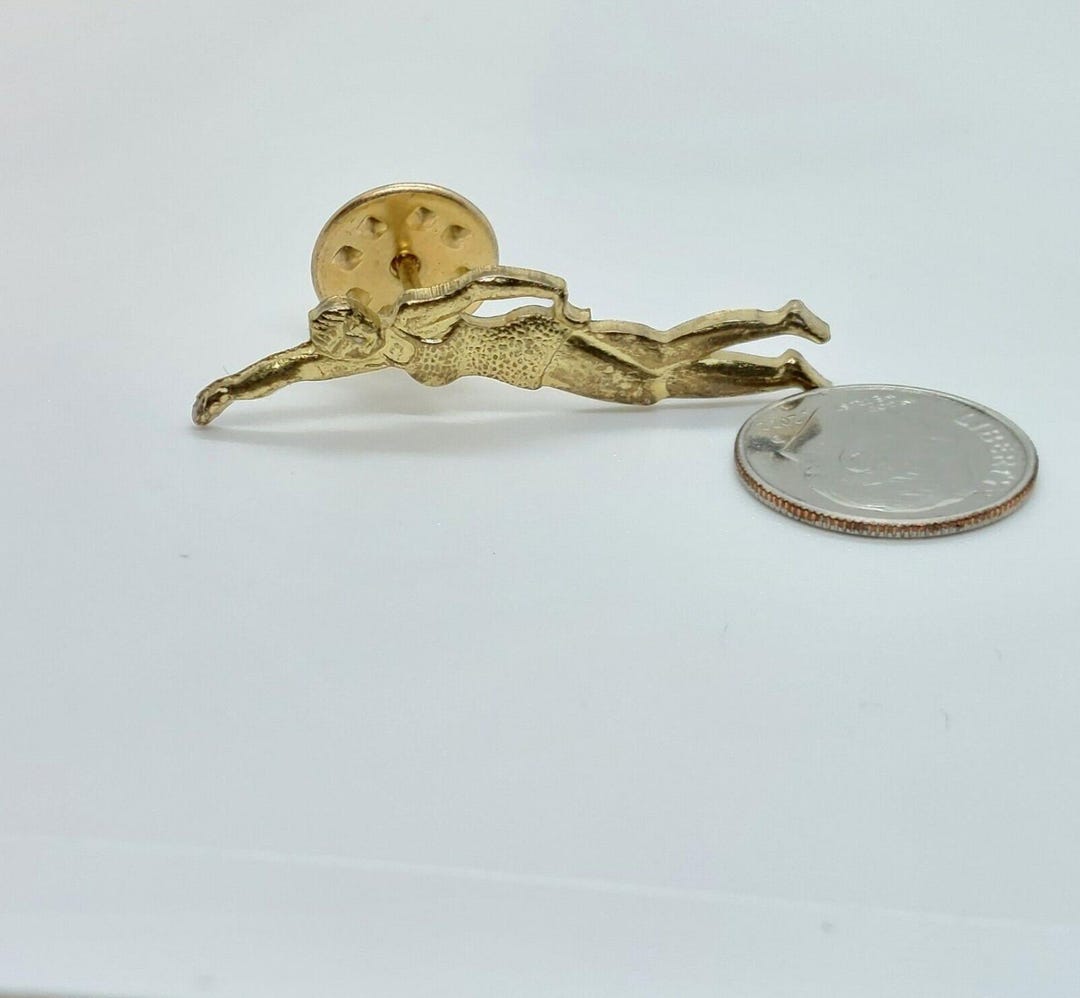 Woman Swimming Pin Swimmer Gold Tone Lapel Enamel Collectible - Etsy