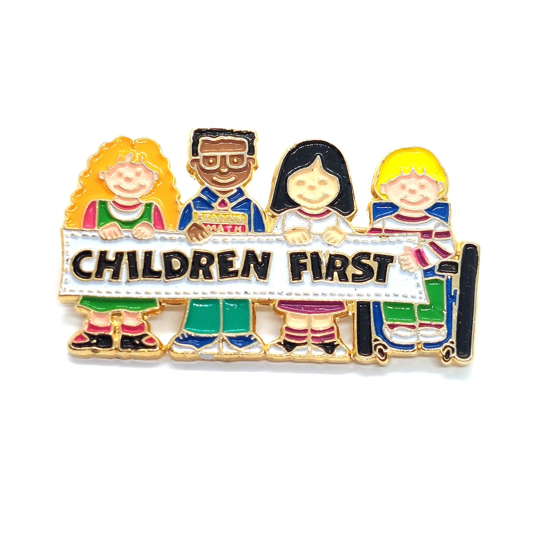 Children First Pin Multi Cultural Lapel Enamel Collectible Vintage - Etsy