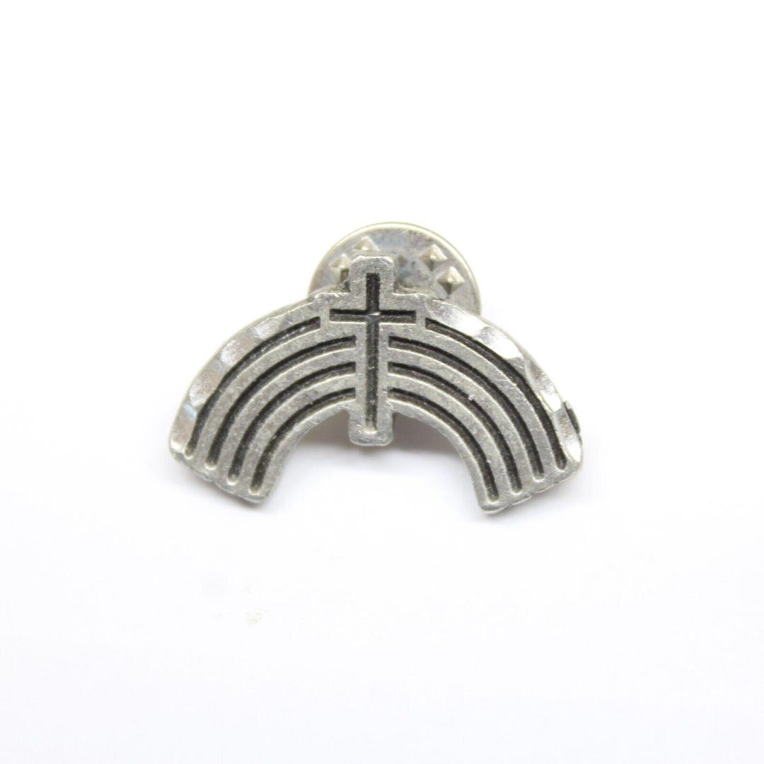Cross and Rainbow Shape Pin Silver Tone Lapel Enamel Collectible - Etsy