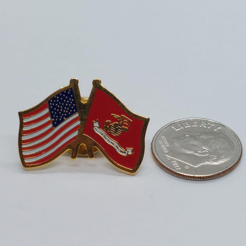 USA Marine Corps Flags Pin Crossed Lapel Enamel Collectible 2 - Etsy