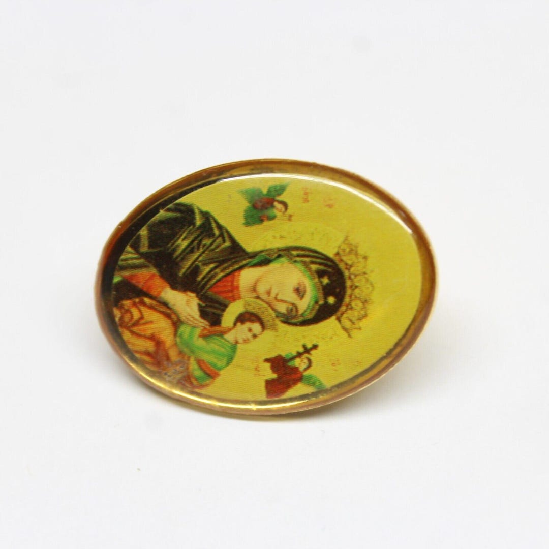 Vintage Madonna and Child Mary Virgin Pin Lapel Enamel Collectible ...