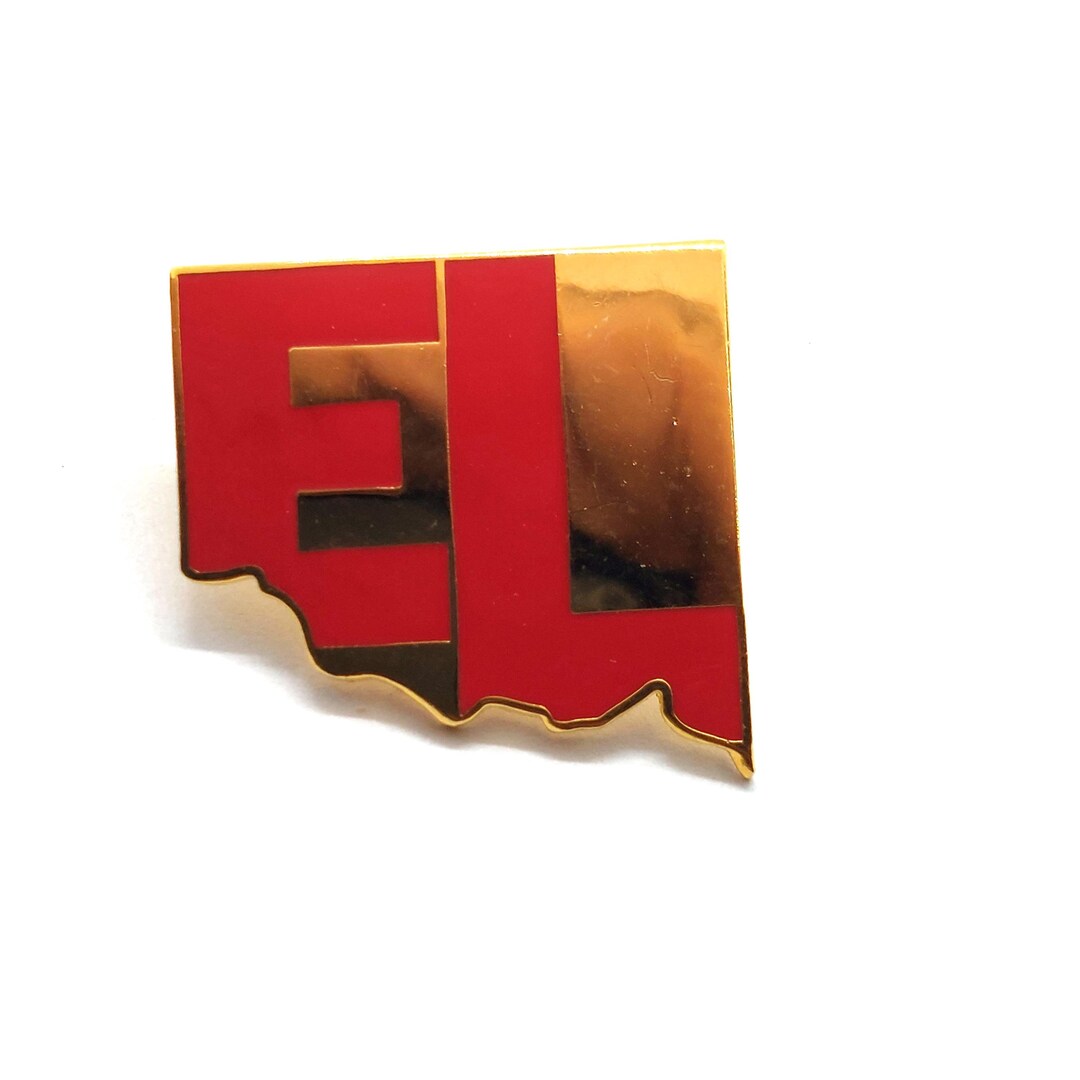 Vintage Red EL Oklahoma Shaped Lapel Pin Elk Lodge Style State Souvenir ...