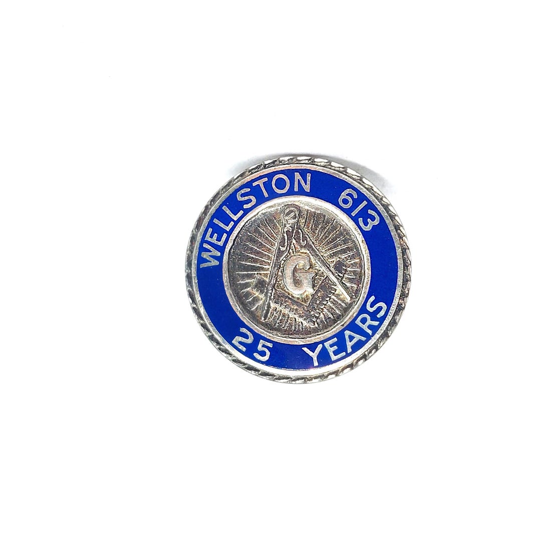 Sterling Silver Wellston 613 25 Years Lapel Pin Masonic Freemason ...