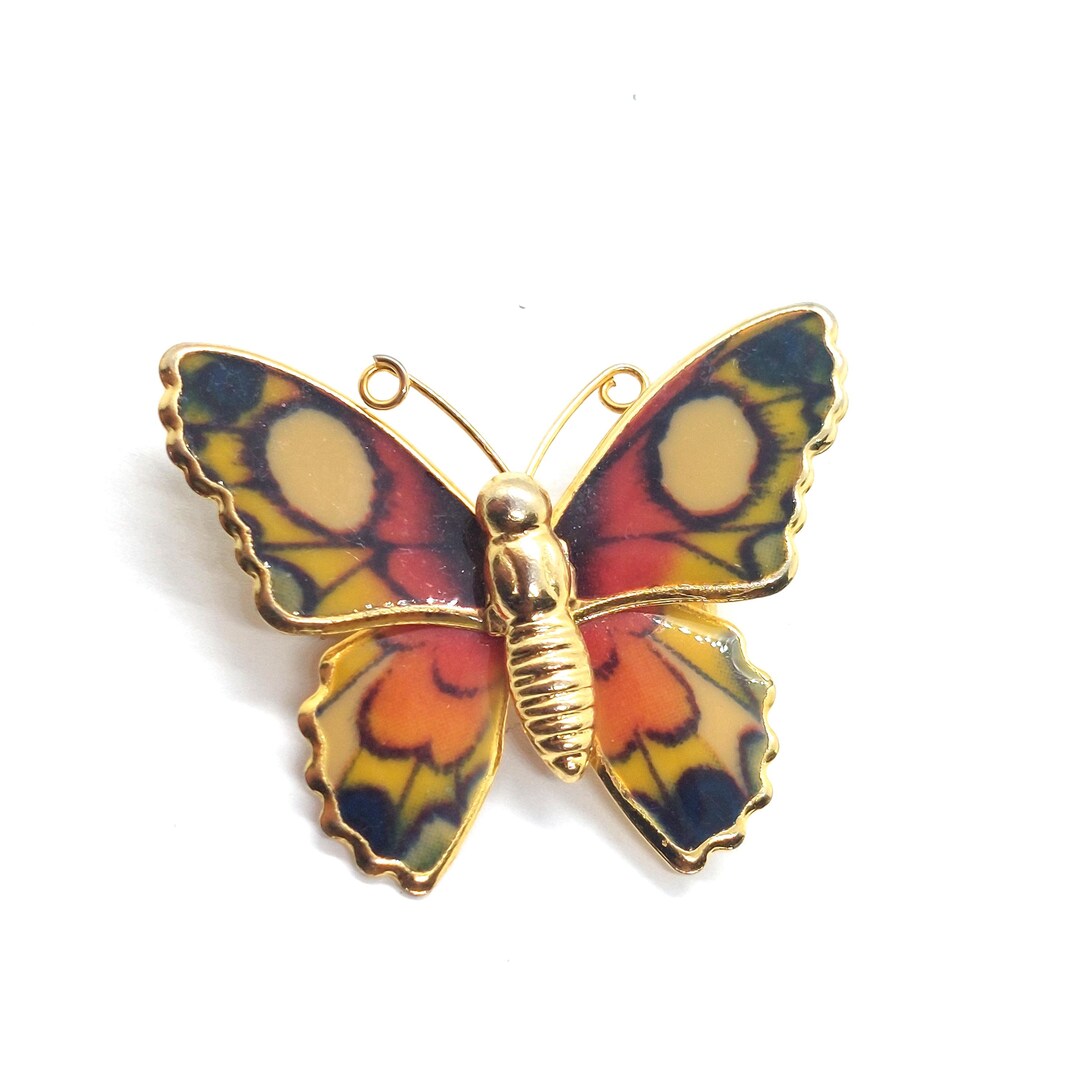 Colorful Butterfly Wing Pin Vintage Enamel Insect Mid Century Retro - Etsy