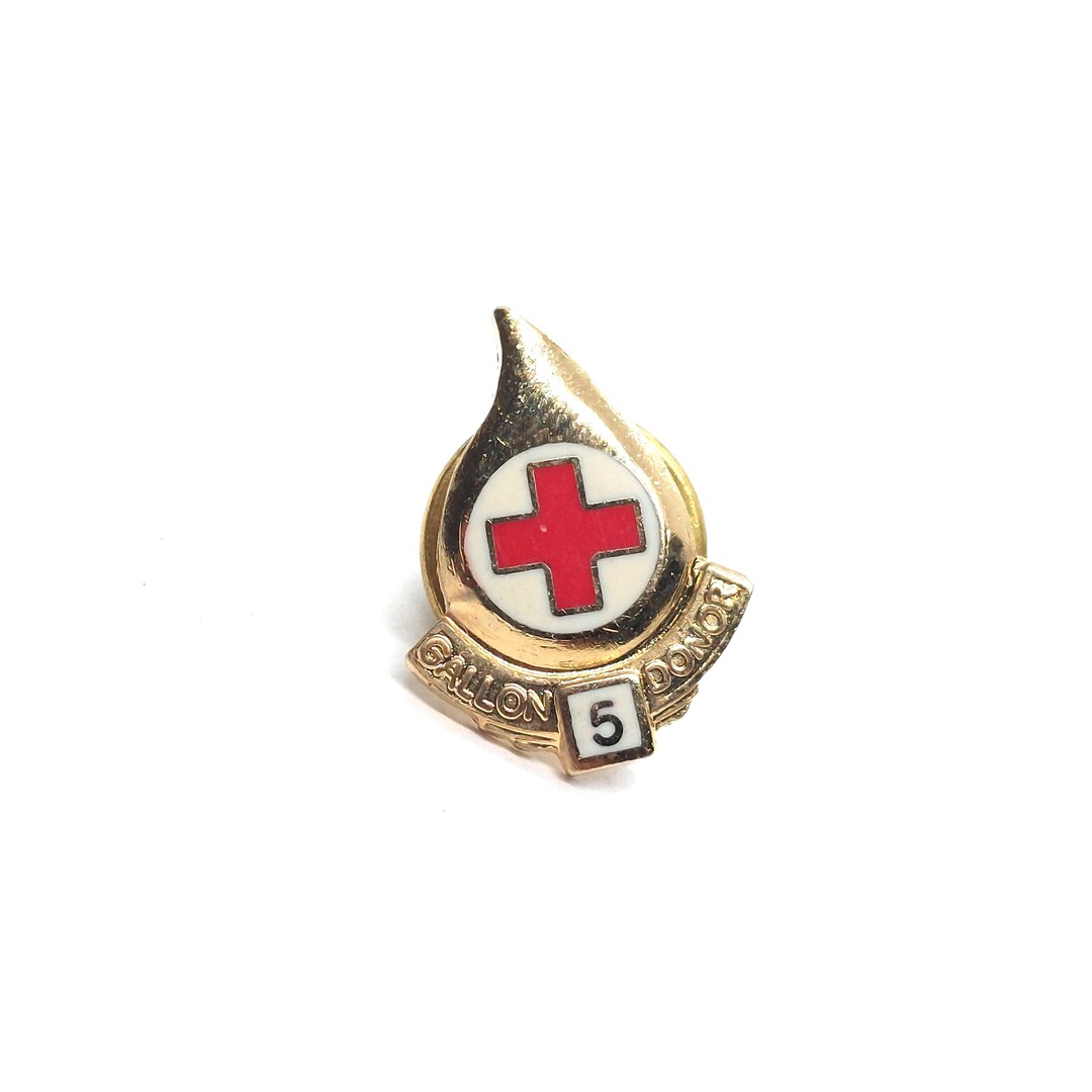 American Red Cross 5 Gallon Donor Pin Lapel Enamel Collectible Award ...