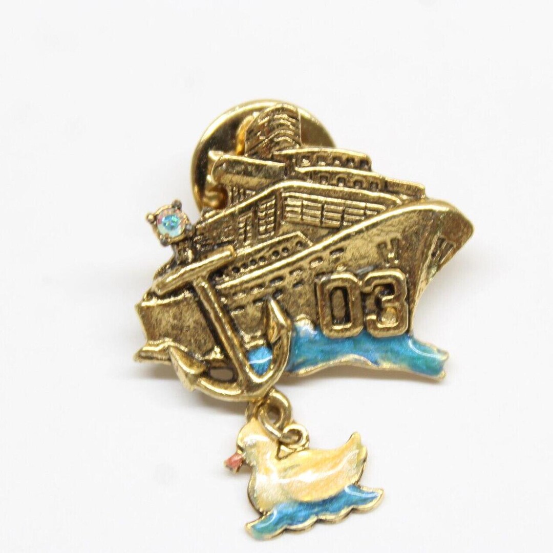 Kirks Folly Ship Pin Brooch Dangle Duck Anchor 03 Gold Tone W ...