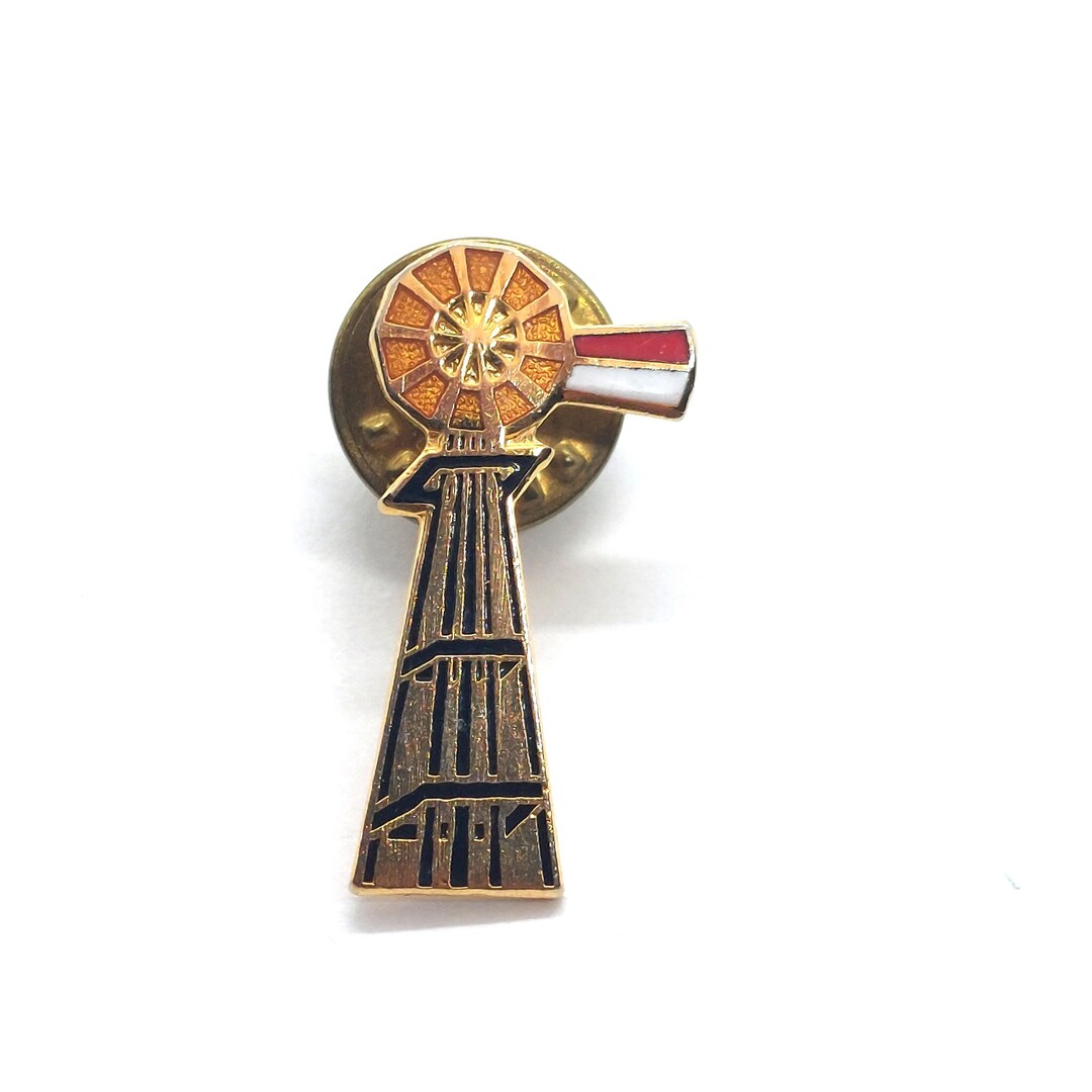 Vintage Windmill Pin Lapel Enamel Collectible Gold Tone 1981 - Etsy
