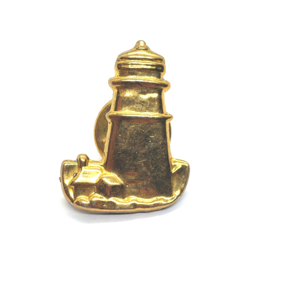 Vintage Lighthouse Pin Houses Lapel Gold Tone Collectible - Etsy