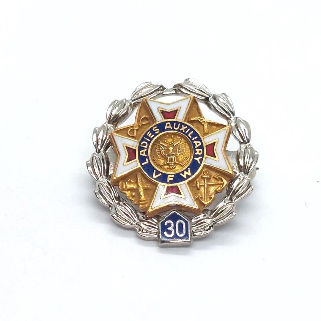 VFW Ladies Auxiliary 30 Years Pin Leavens Sterling Silver Lapel ...