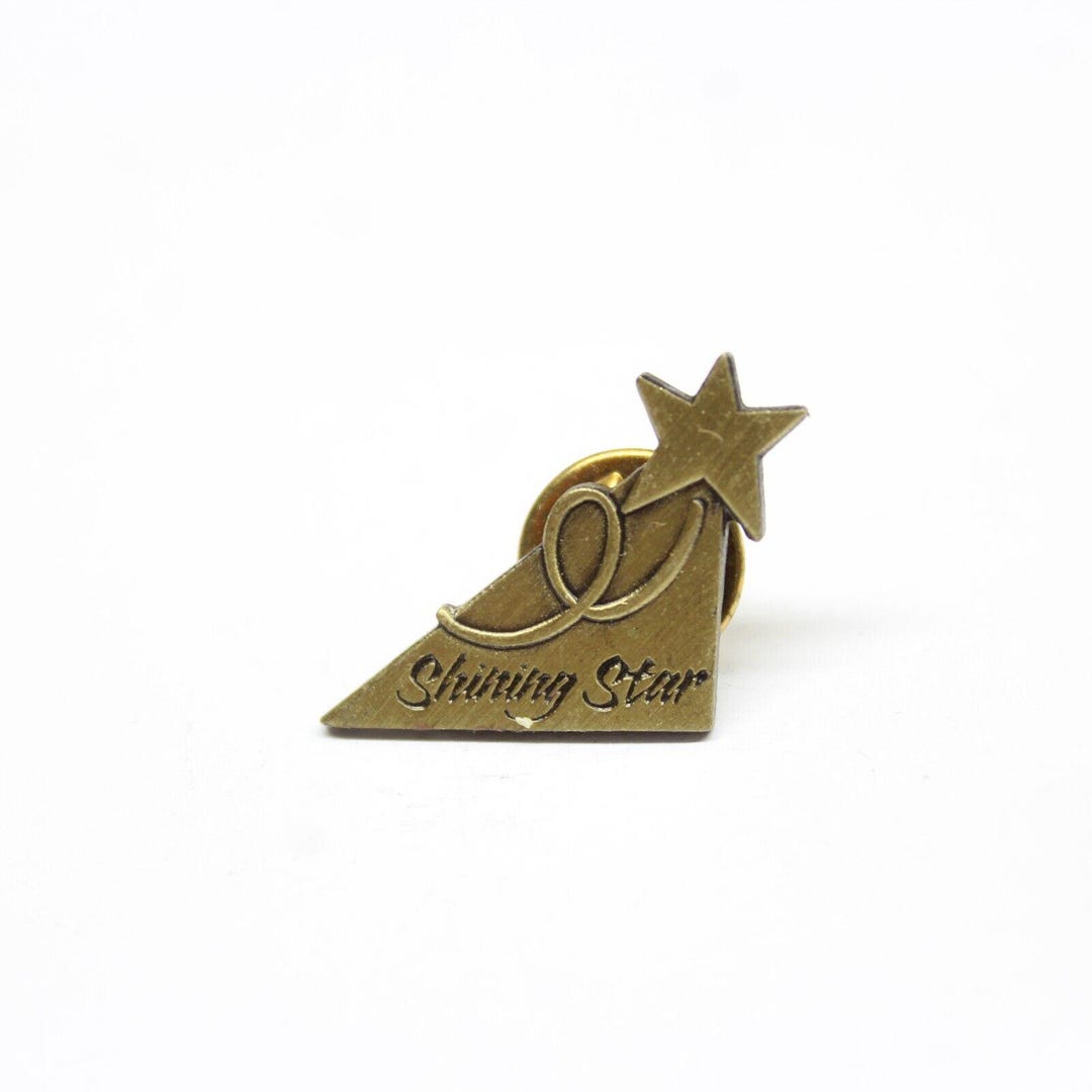 Shining Star Pin Brass Tone Lapel Enamel Collectible - Etsy
