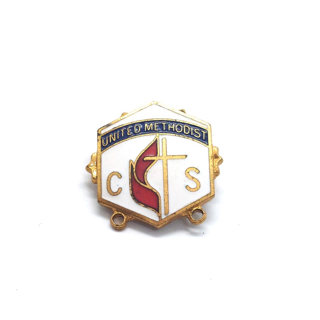 Vintage United Methodist Cross Flame Pin Church Faith Religious Lapel ...