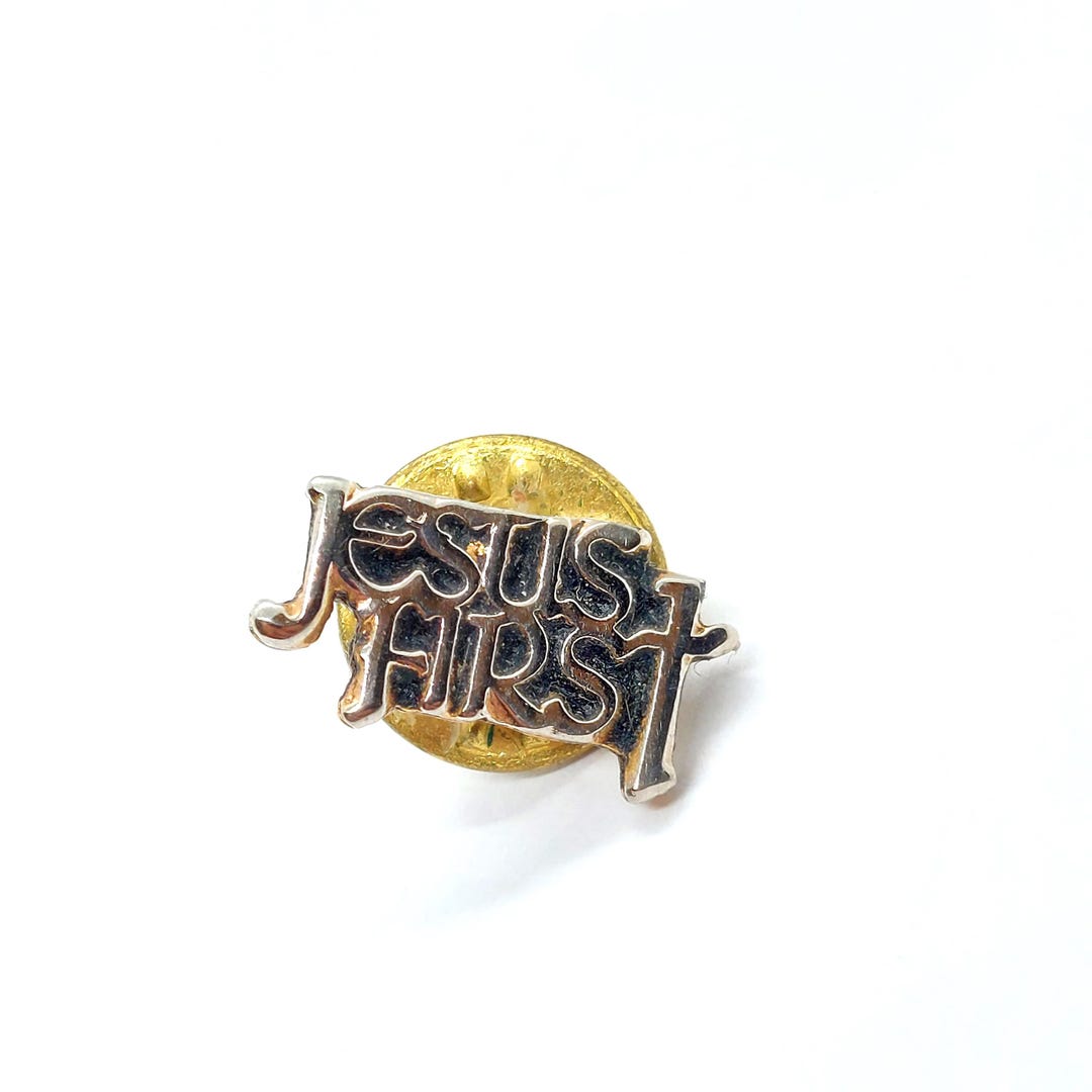 Jesus First Pin Cross Lapel Enamel Collectible Religious Silver Tone - Etsy