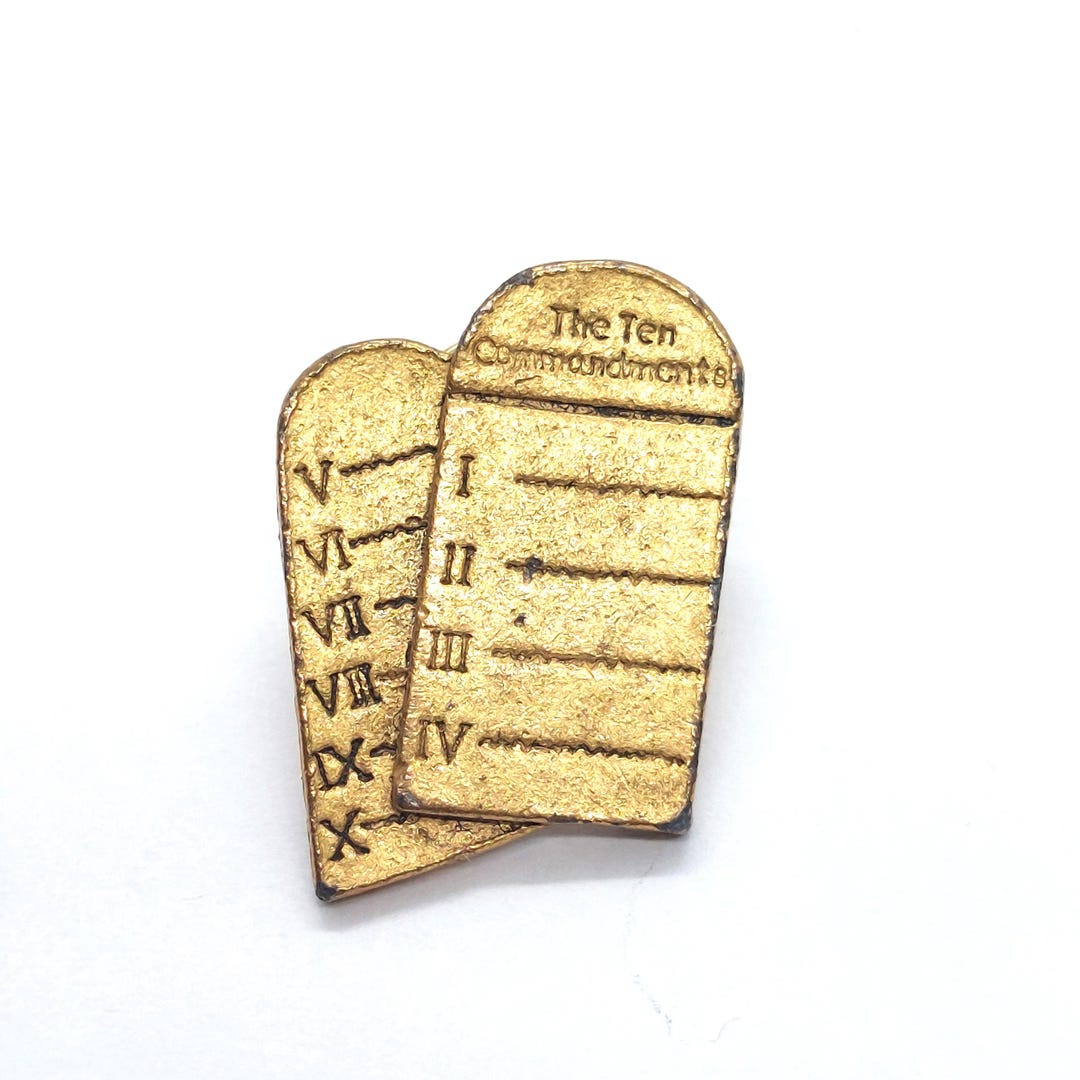 The Ten Commandments Stones Pin Lapel Gold Tone Religious Vintage - Etsy