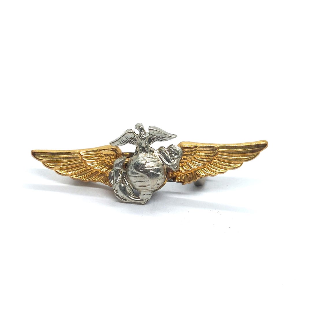 USMC Marine Corps Aviator Pin – Gold Wings With Silver Globe & Anchor ...