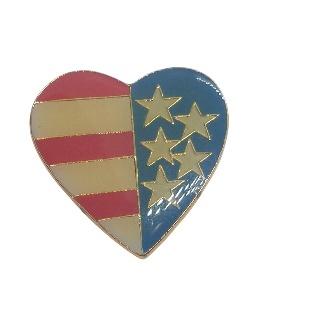 USA Flag Heart Pin Stars and Stripes Lapel Enamel Collectible - Etsy