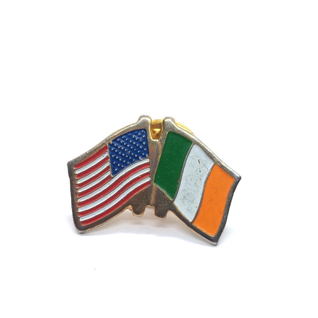 USA Ireland Crossed Flags Friendship Pin Irish American International ...