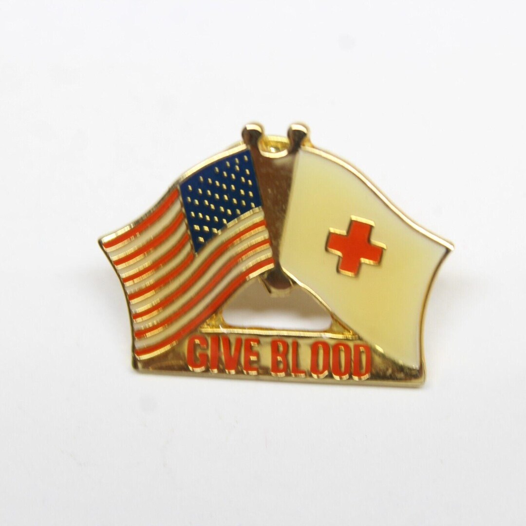 Give Blood USA American Red Cross Flags Pin Lapel Enamel Collectible - Etsy